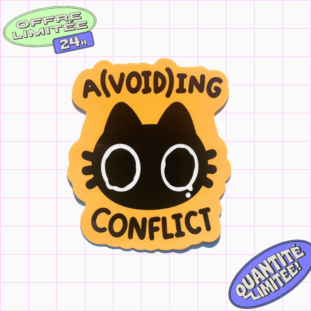 Avoiding Conflict Sticker | Funny Void Black Cat Design | Cute Humor ...