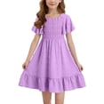 Avolia Girls Floral Short Sleeve Square Neck Ruffle Backless Midi ...