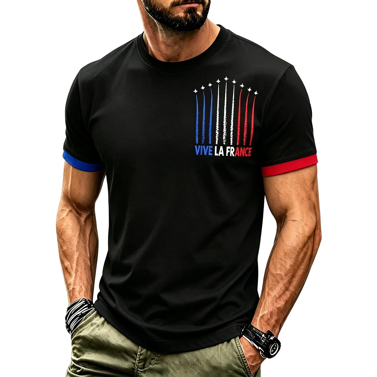 Avolia Men Graphic Tee Crew Neck Short Sleeve Slim Fit Soft Polyester ...