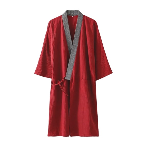 Avolia Men's Japanese Kimono Robe Yukata Sleepwear Lightweight ...