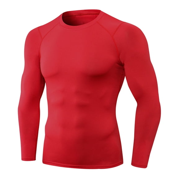 Avolia Mens Long Sleeve T-Shirt Tight Fit Polyester Spandex Fitness ...