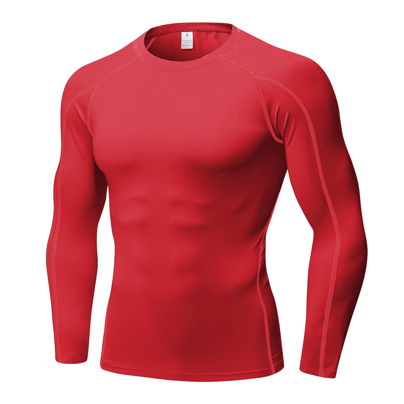 Avolia Mens Long Sleeve T-Shirt Tight Fit Polyester Spandex Fitness ...