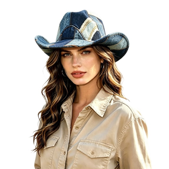 Avolia Unisex Cowboy Hat With Wide Brim Classic Western Polyester ...