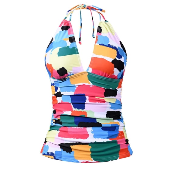 Avolia Women Plus Size Swimwear High Waisted Nylon Bikini Neck Top ...