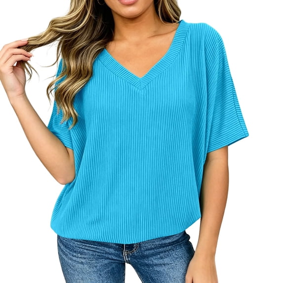 Avolia Women's V Neck Summer T Shirt Casual Loose Batwing Sleeve Soft ...