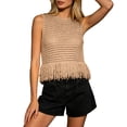 Avolia Womens Plus Size Crop Top Tank Tops Knit Sleeveless Tassels ...