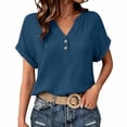 Avolia Womens Summer Blouse Tops V-Neck Short Sleeve Ruffled Collar ...