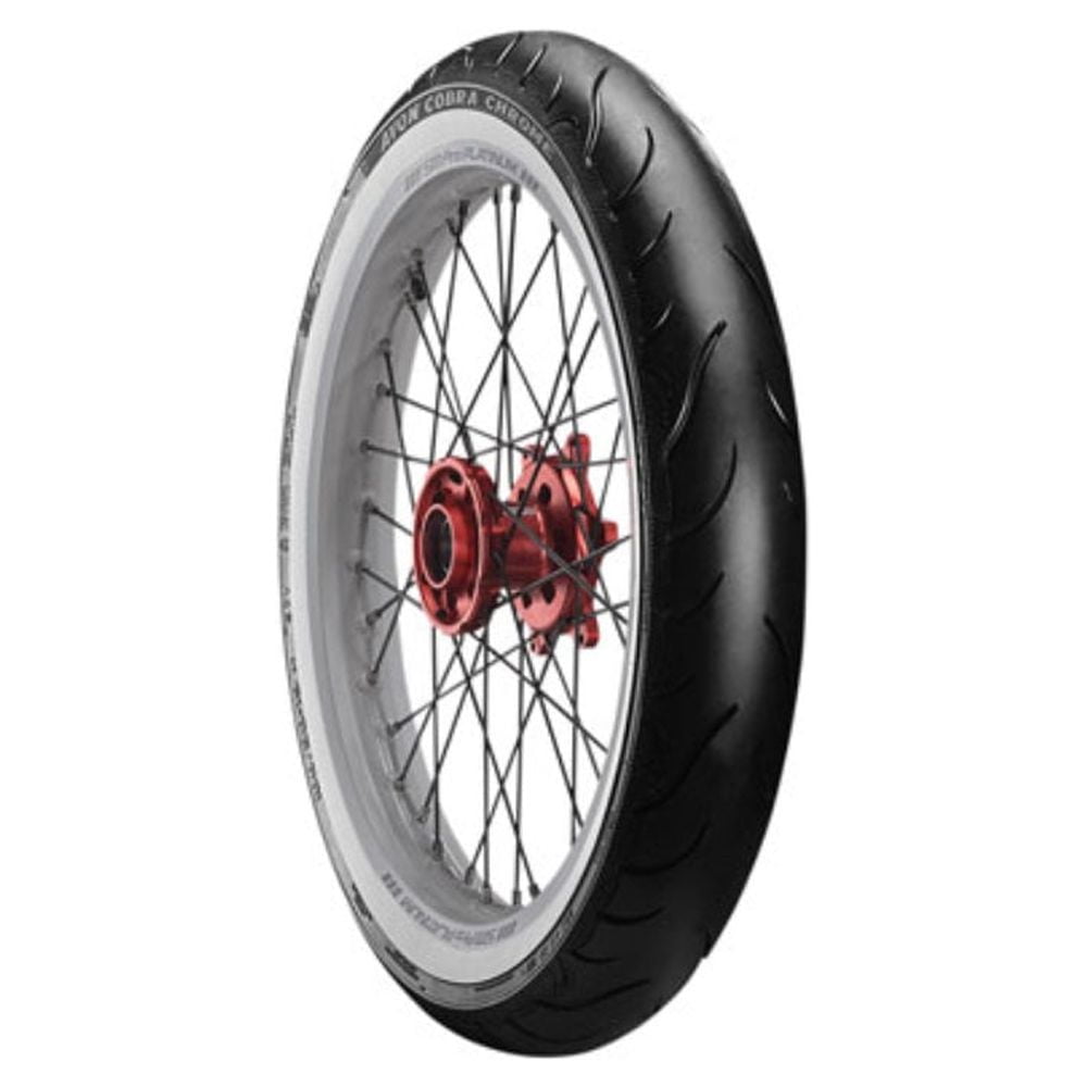 Avon Cobra Chrome AV91 Front Motorcycle Tire MH90-21 (56V) Wide White Wall for Harley-Davidson ...