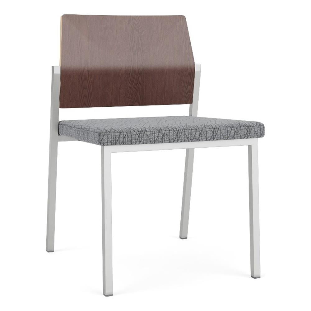 Avon Reception Armless Chair UPH Seat HPL Back / Silver Steel / Walnut ...