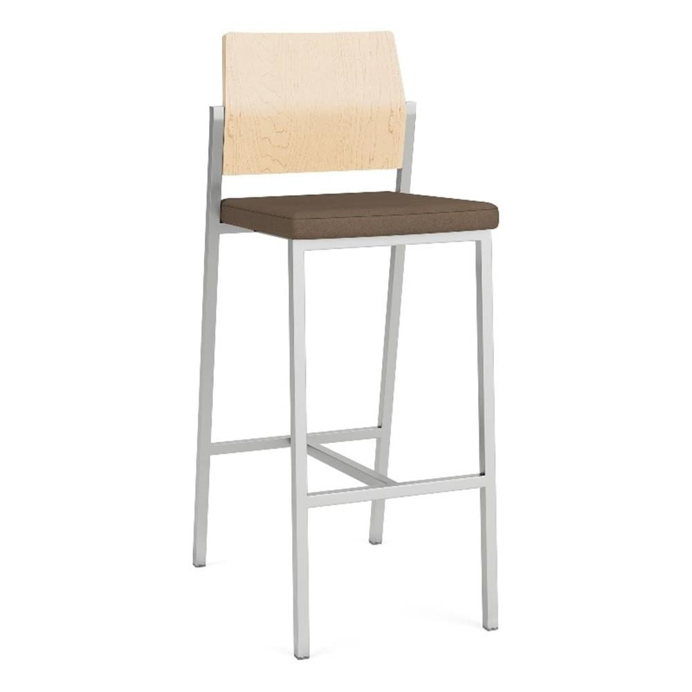 Avon Reception Cafe Stool UPH Seat HPL Back / Silver Steel / Natural ...