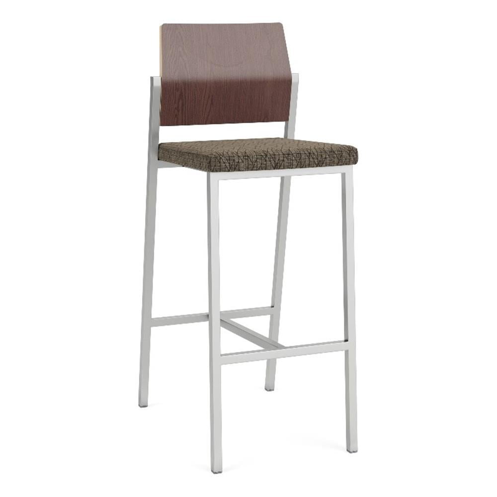 Avon Reception Cafe Stool UPH Seat HPL Back / Silver Steel / Walnut ...