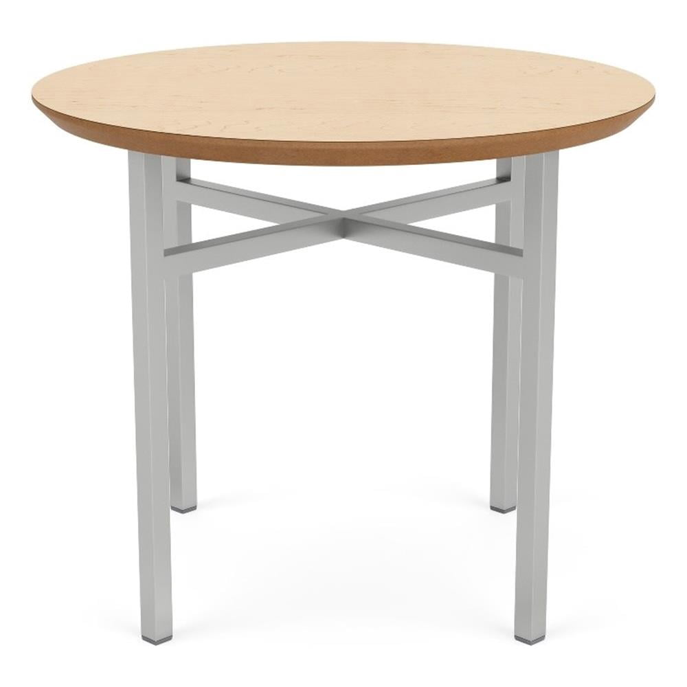Avon Reception Waiting Round End Table 24" HPL Top / Silver Steel ...