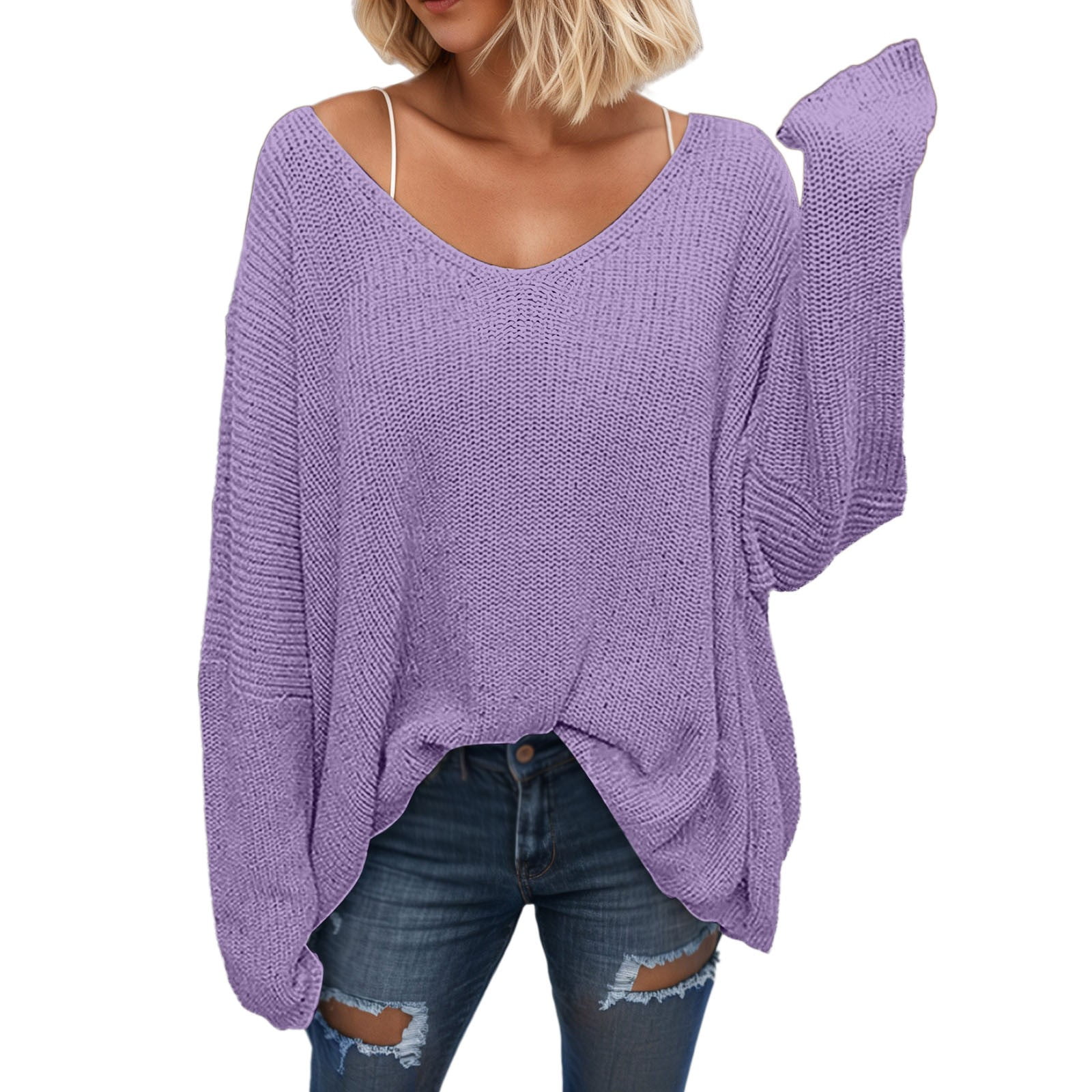 AvonTall Cute Women Fall Sweaters, Long Sleeve V Neck Sweaters Casual ...