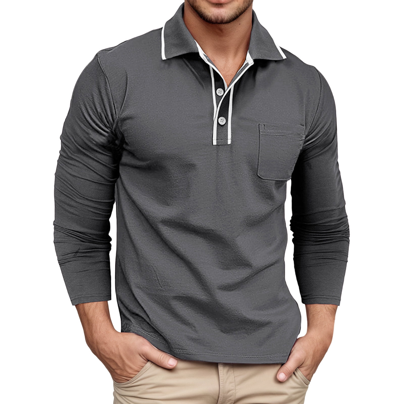 AvonTall Polo Shirts for Men Long Sleeve Button Up Polos Regular Fit ...