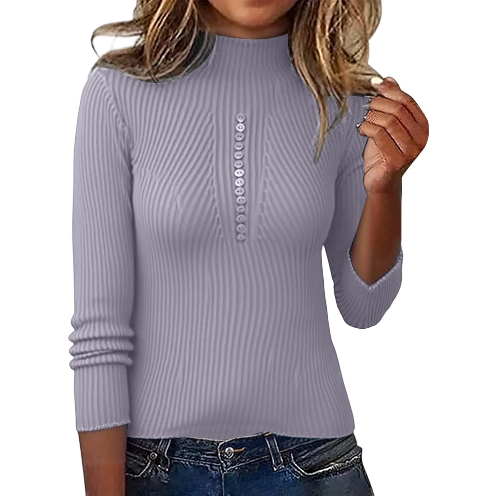 AvonTall Pullover Sweaters for Women, Trendy Long Sleeve Casual ...