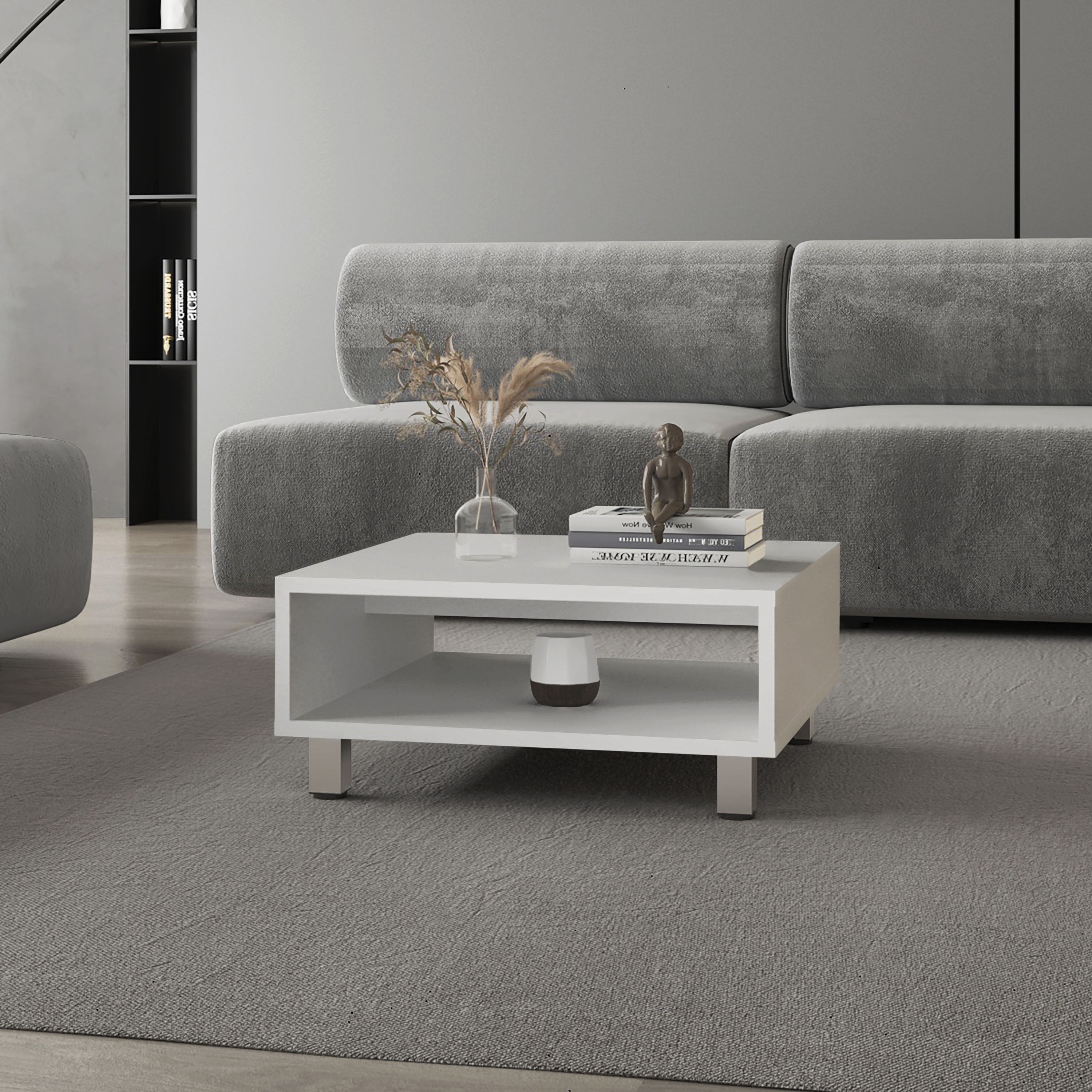 Avondale Coffee Table In Melamine with Open Storage,White,White ...