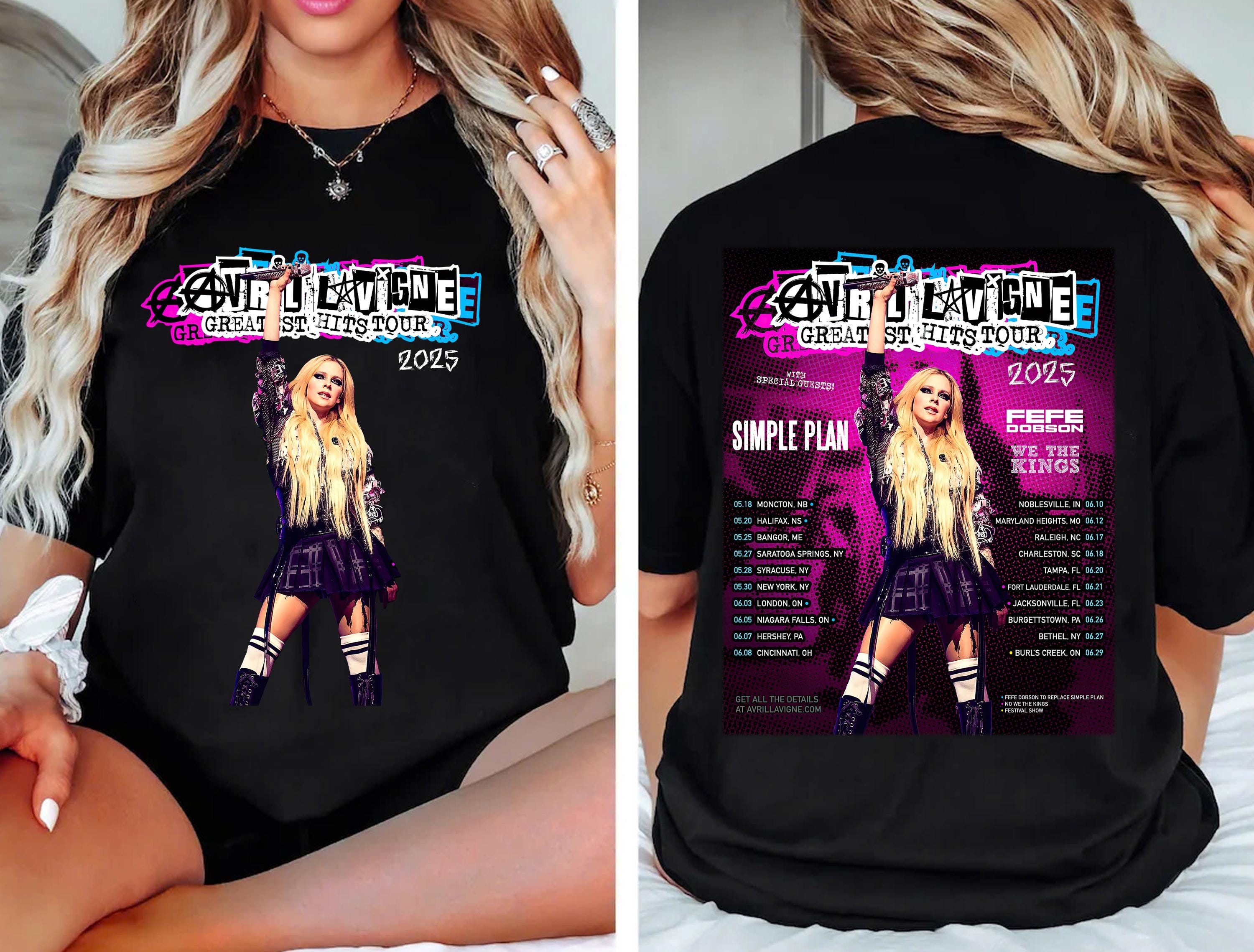 Avril Lavigne Greatest Hits Tour 2025 2 Sided Shirt, Avril Lavigne ...