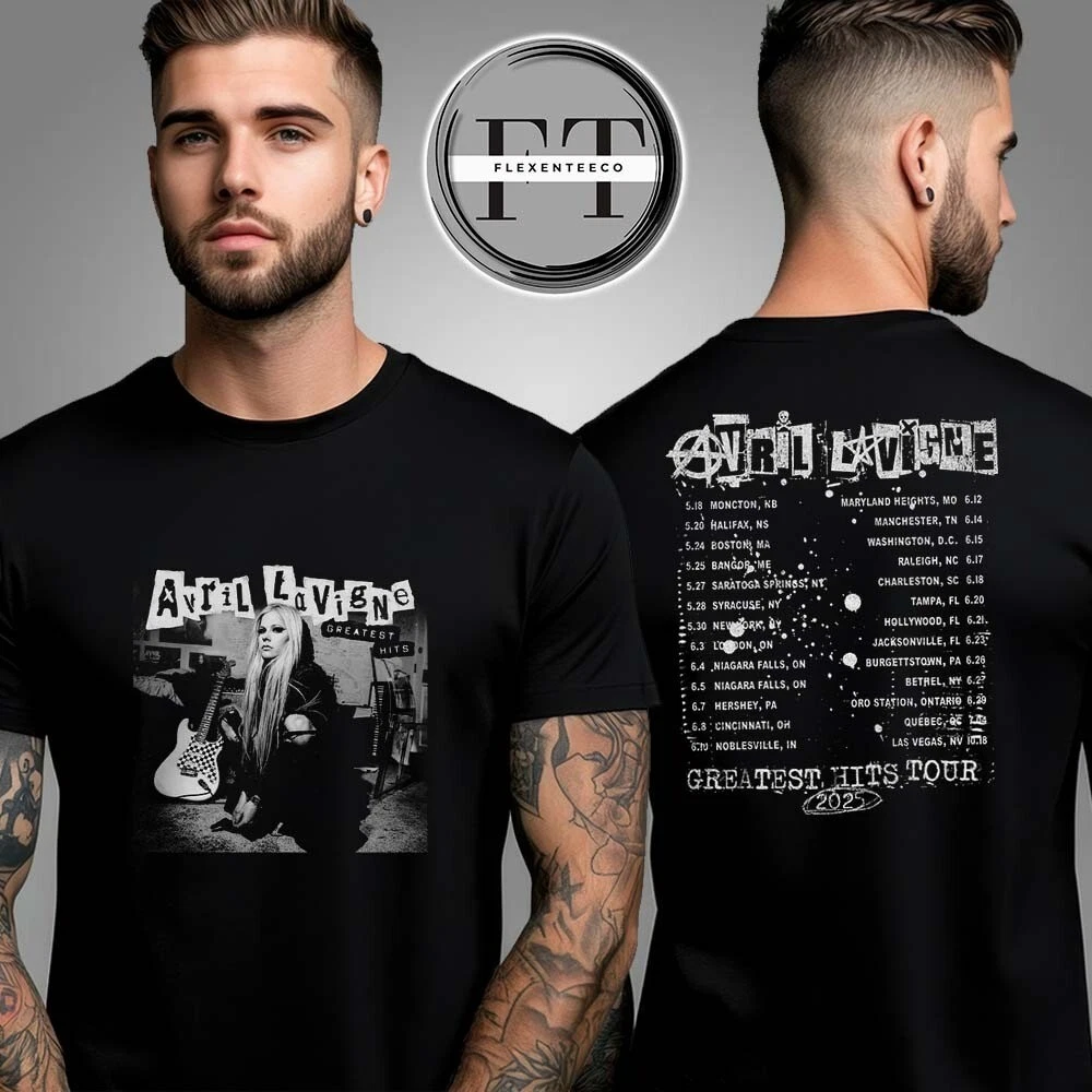 Avril Lavigne Greatest Hits Tour 2025 Dateback 2 Sided Unisex Concert T ...