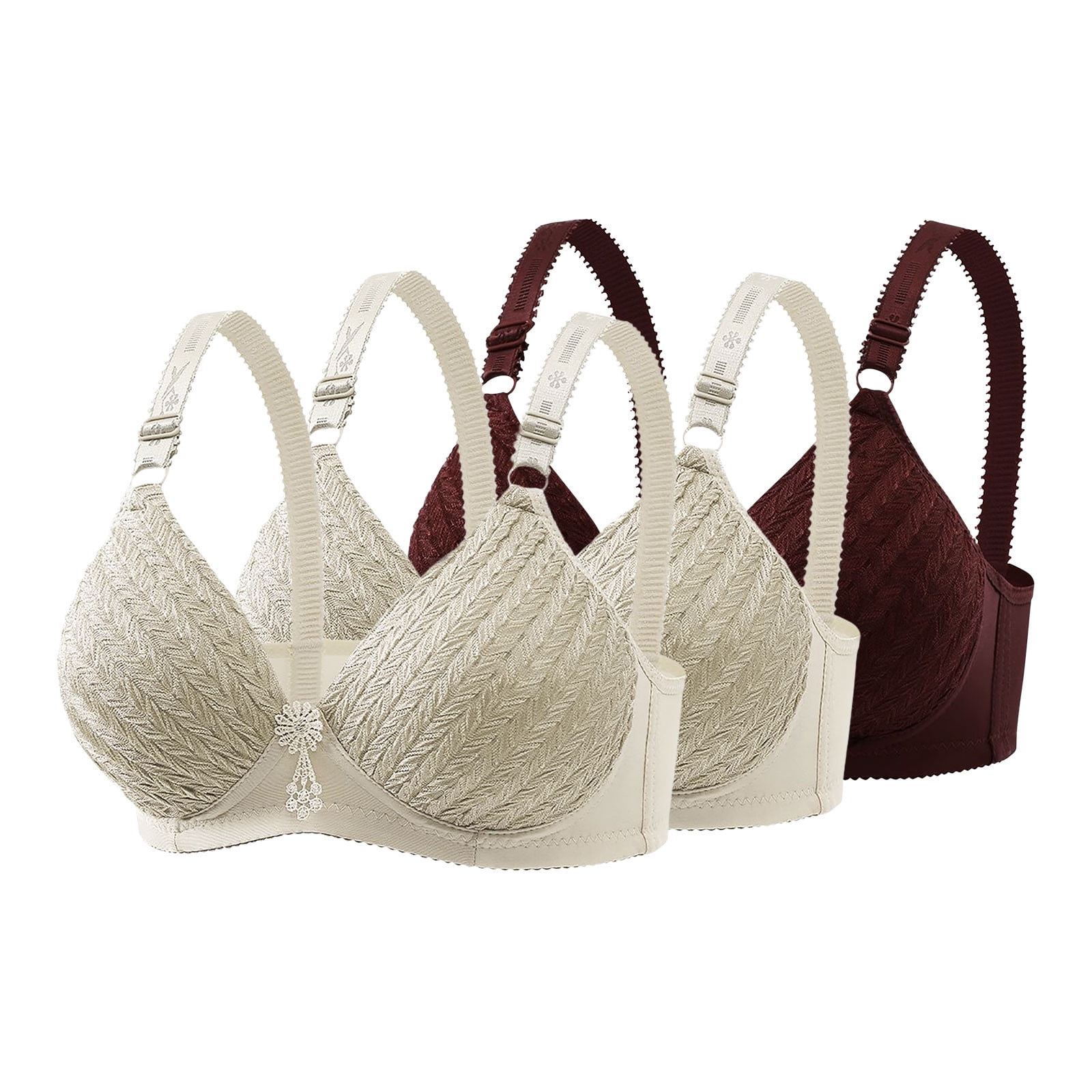 Avrnliq 3 Piece Bras for Women, Coffee - Soft Stretch, Adjustable ...