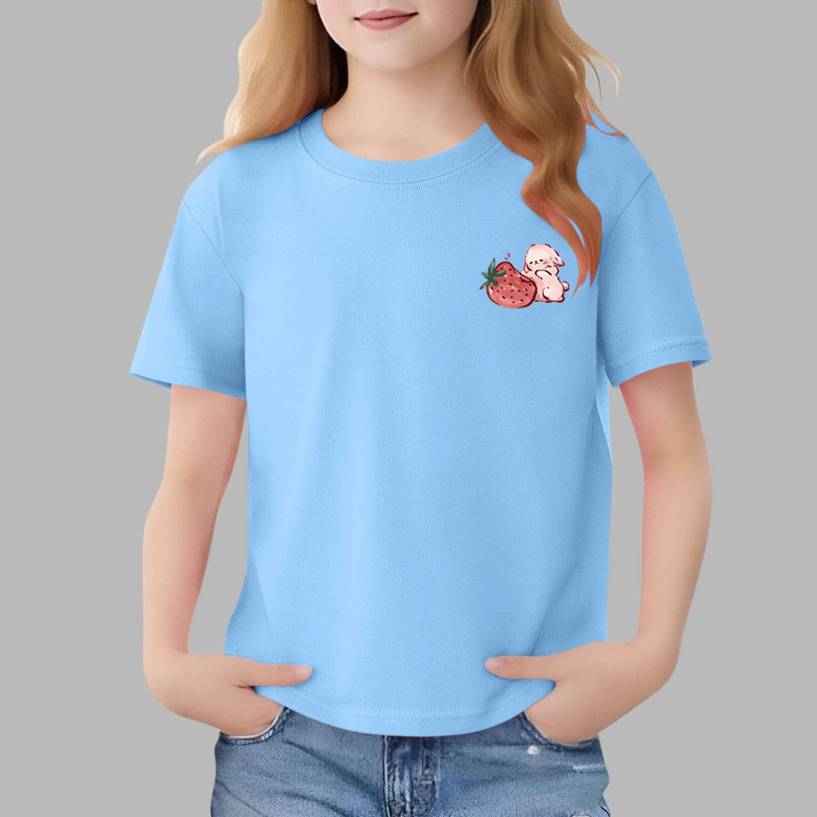 Avrnliq Girls (2-13 Years) 100% Cotton Crew Neck Short Sleeve ...