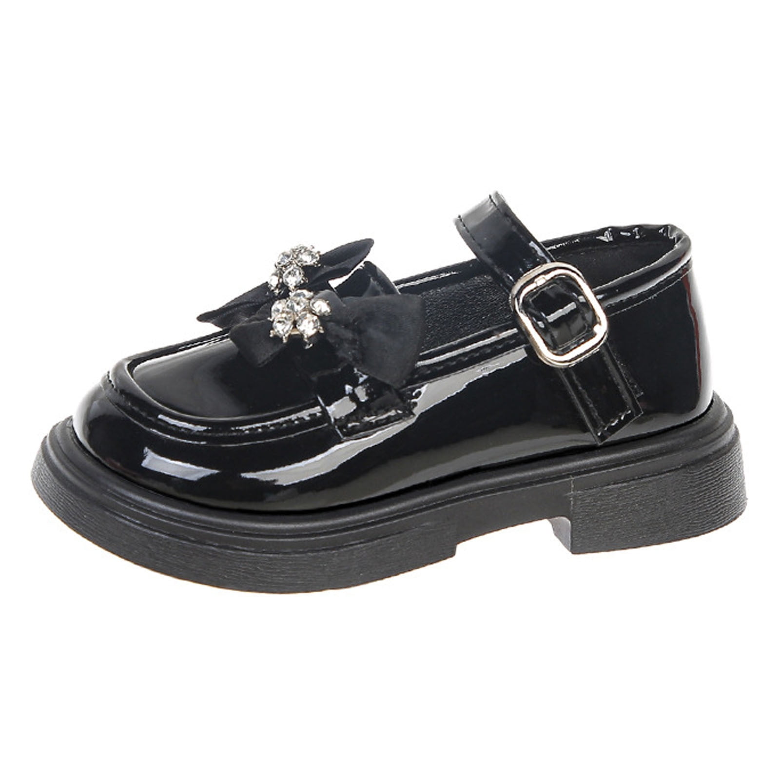 Avrnliq Girls Patent Faux Leather Mary Jane Platform Shoes with Sparkly ...