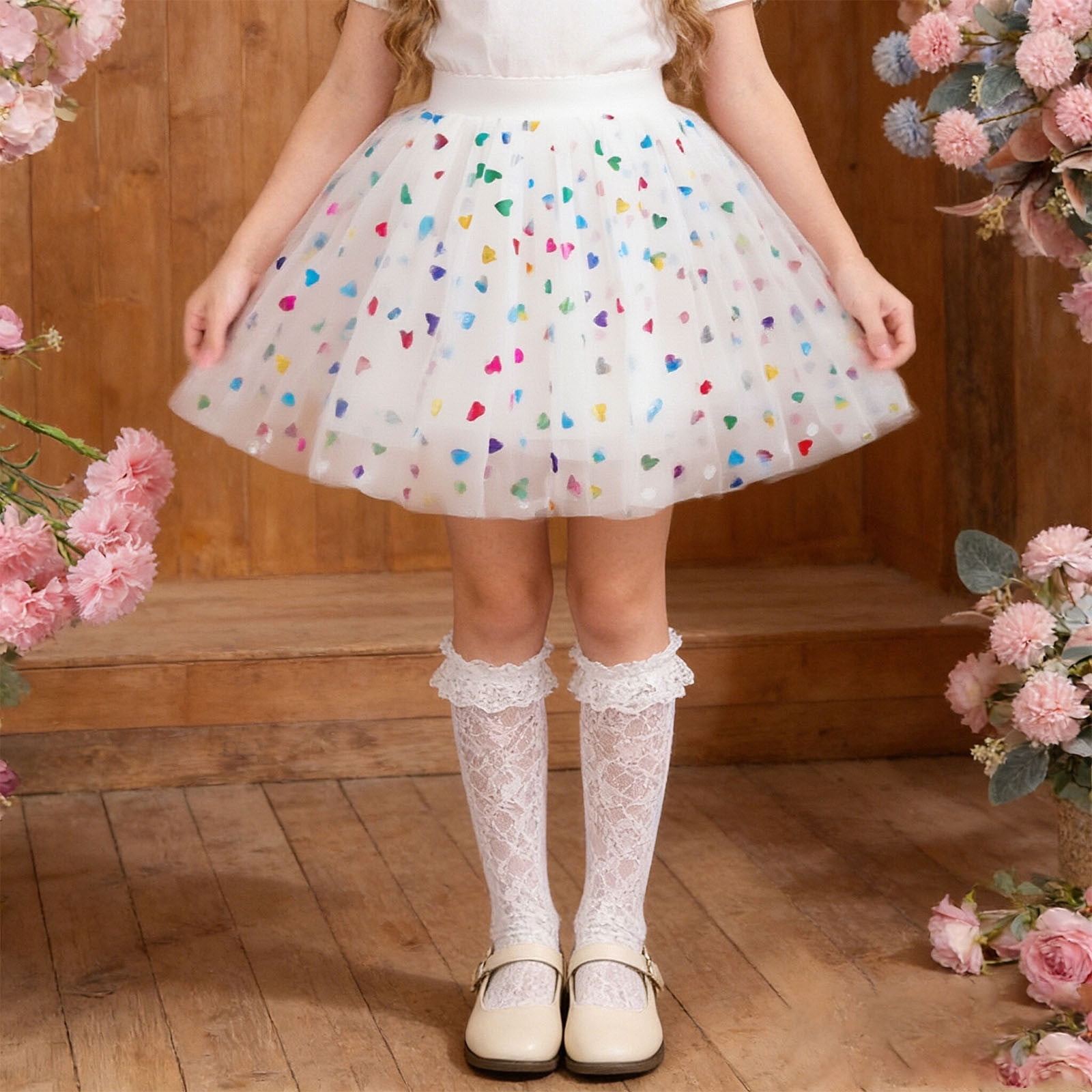 Avrnliq Girls White Sequin Heart Tutu Skirt - Princess Tulle Skirt with ...