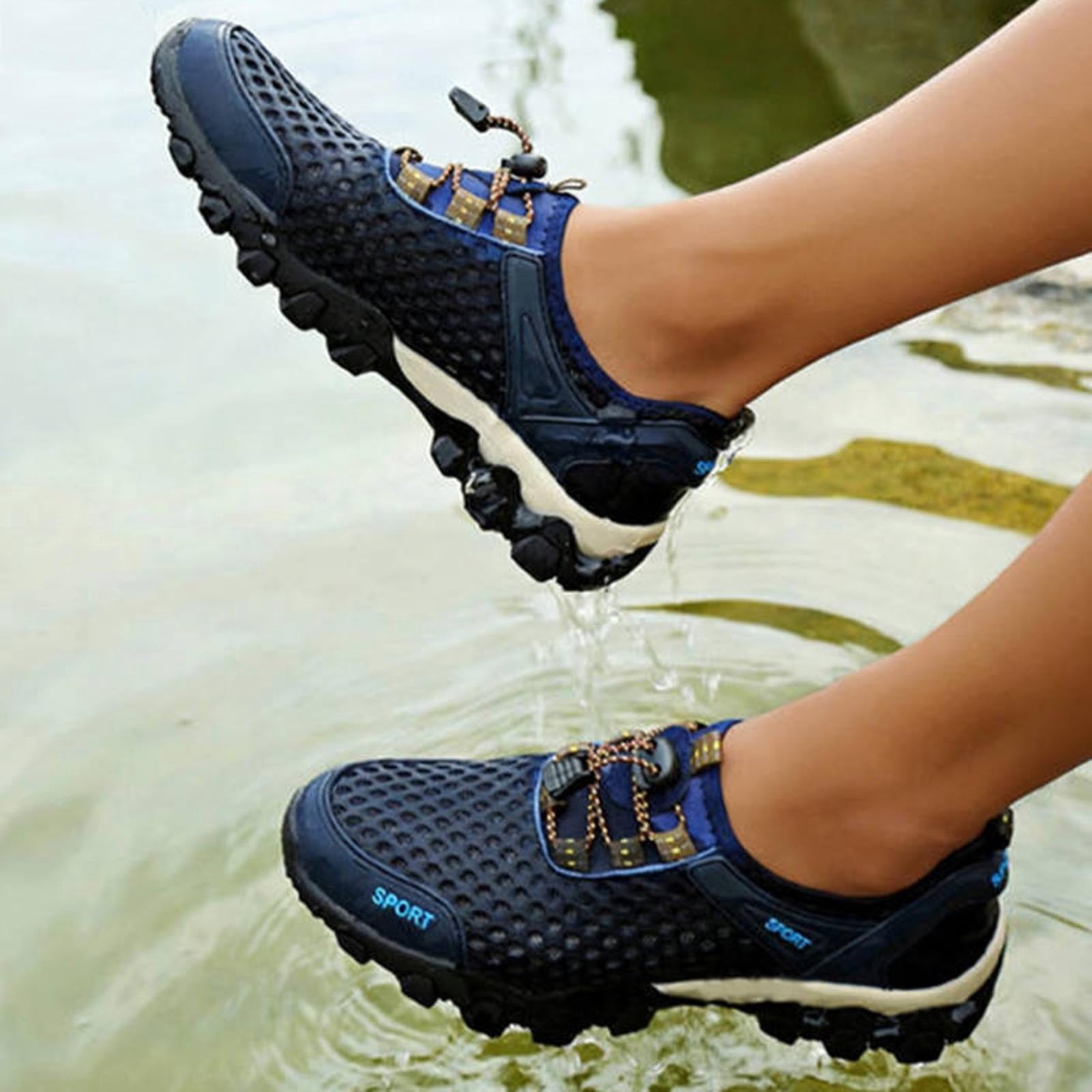 Avrnliq Men's Blue PU Casual Shoes Lightweight Comfortable Walking ...