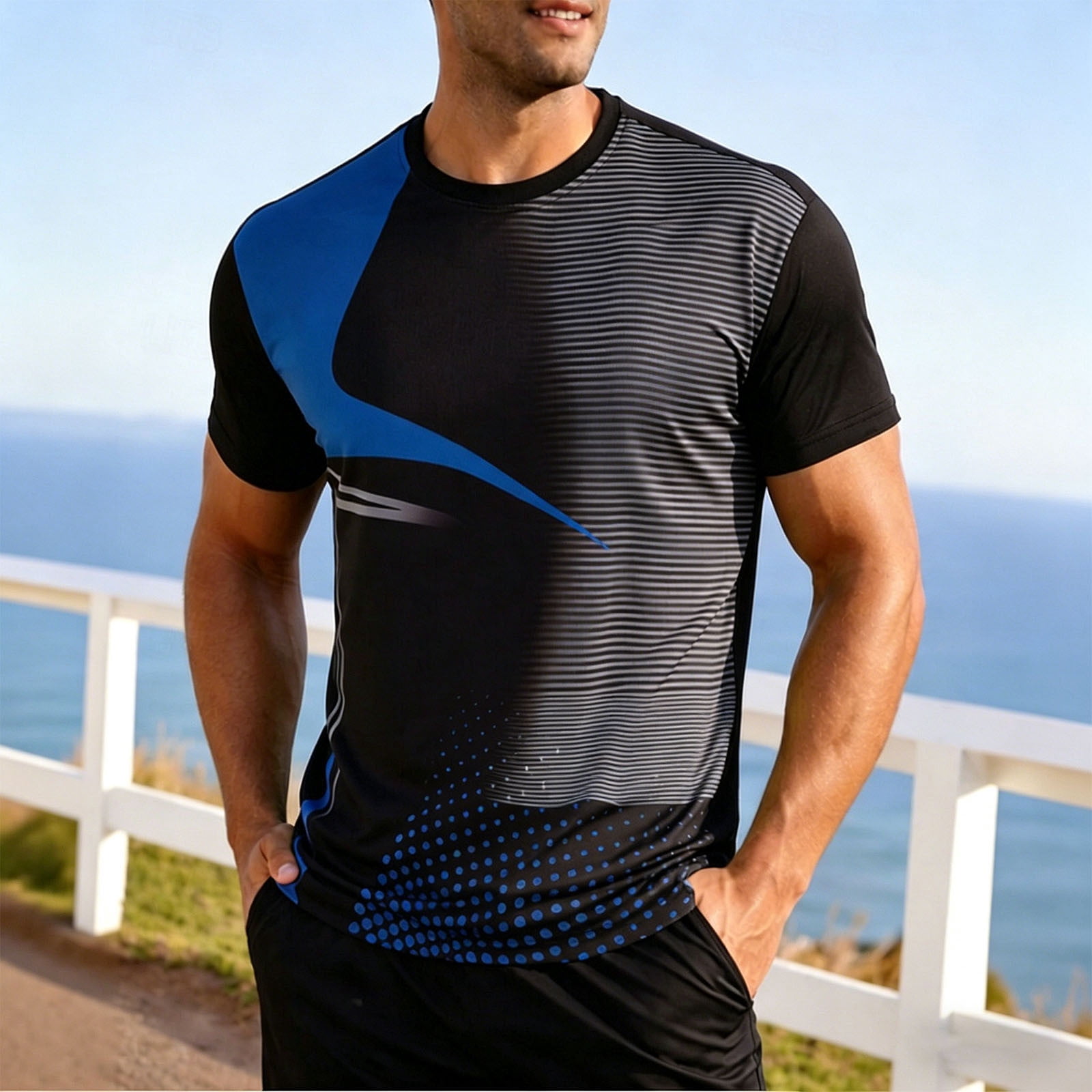 Avrnliq Men's Short Sleeved Crew Neck T-shirt Casual Summer Shirts ...
