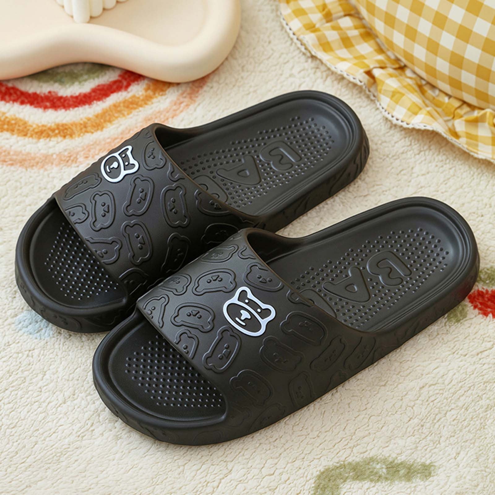 Avrnliq Non-Slip Black EVA Slides - Unisex Indoor Outdoor Waterproof ...