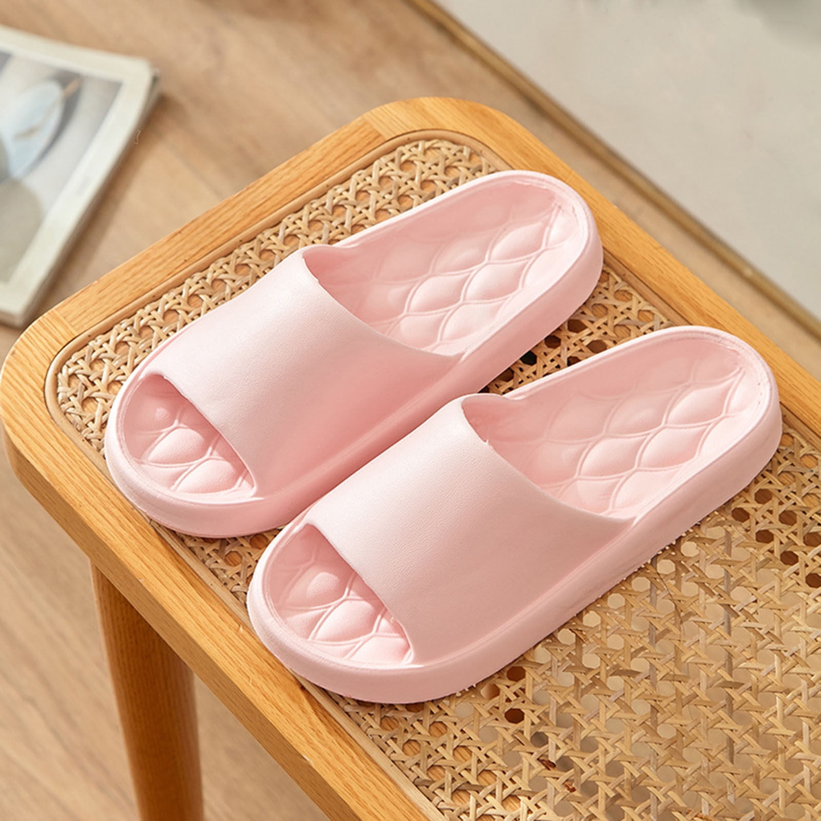 Avrnliq Pink EVA Slide Slippers, Cushioned Non-Slip Waterproof Unisex ...