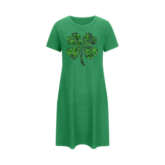 Avrnliq St. Patrick's Day Green Womens Nightgown, Four Leaf Clover Soft ...