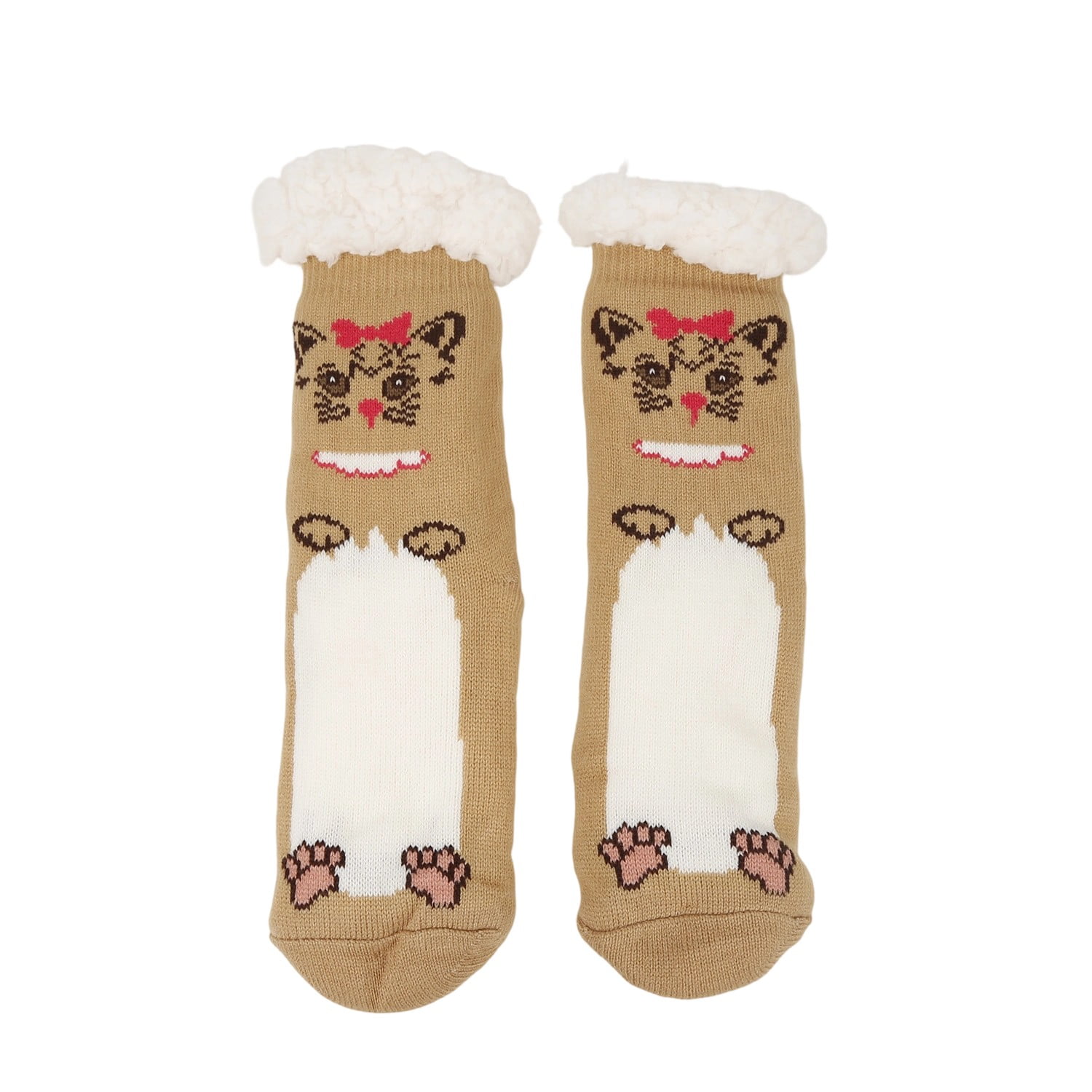 Avrnliq Unisex Yellow Cat Socks - Plush-Lined Warm Nylon Spandex Socks ...