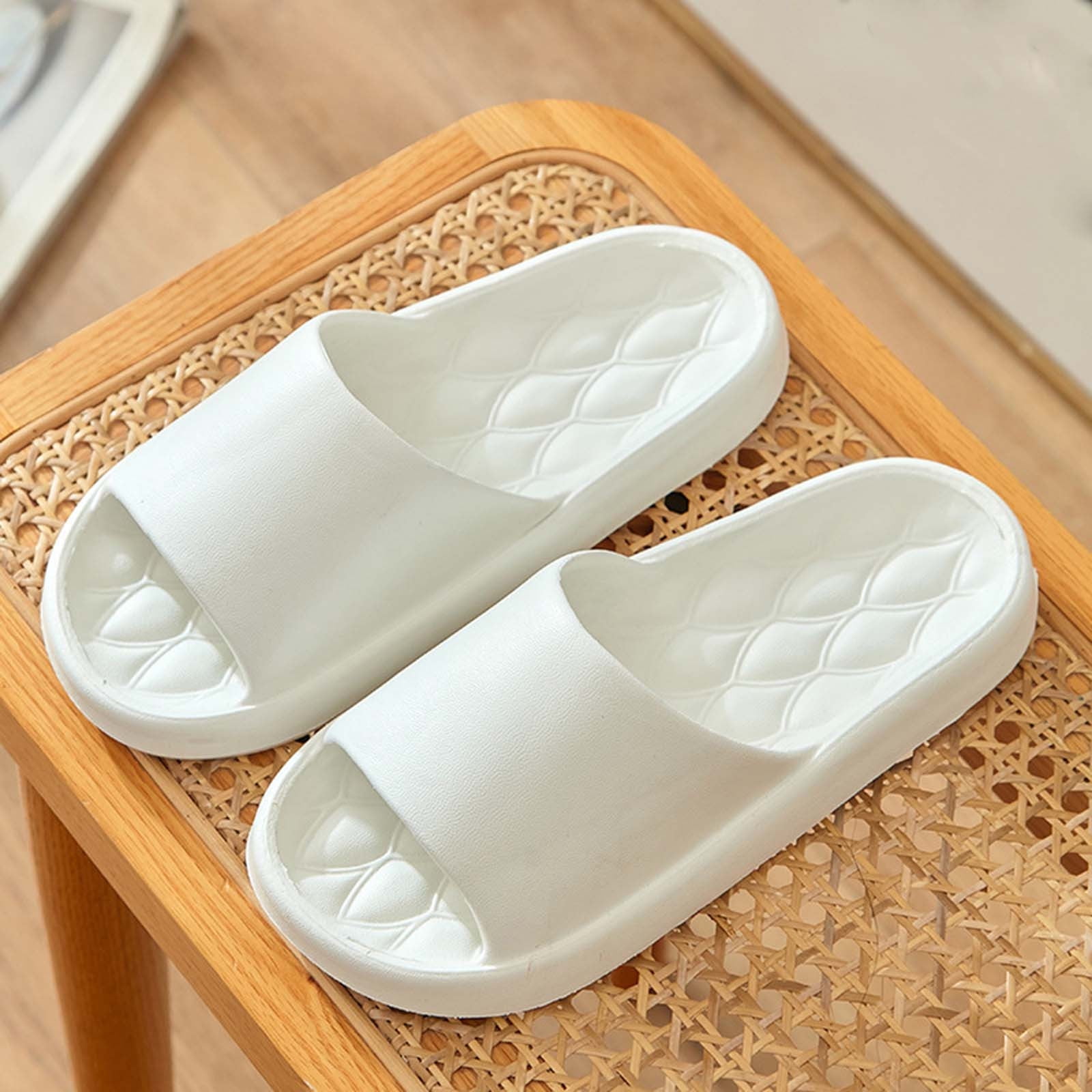 Avrnliq White EVA Slide Slippers, Non-Slip Cushioned Waterproof Unisex ...