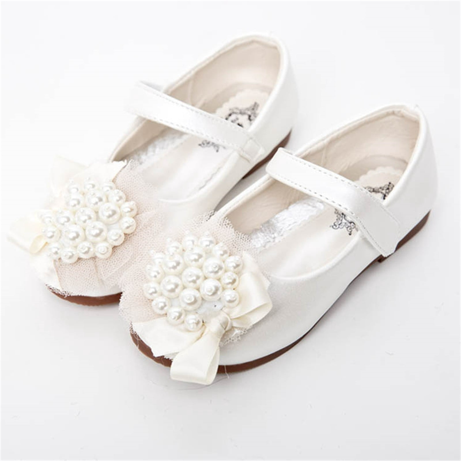 Avrnliq White Flower Girl Shoes for Weddings, Girls' Mary Jane Flats ...