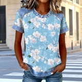 Avrnliq Women's Short Sleeve Shirts Summer Tops 2026 Trendy Casual T ...