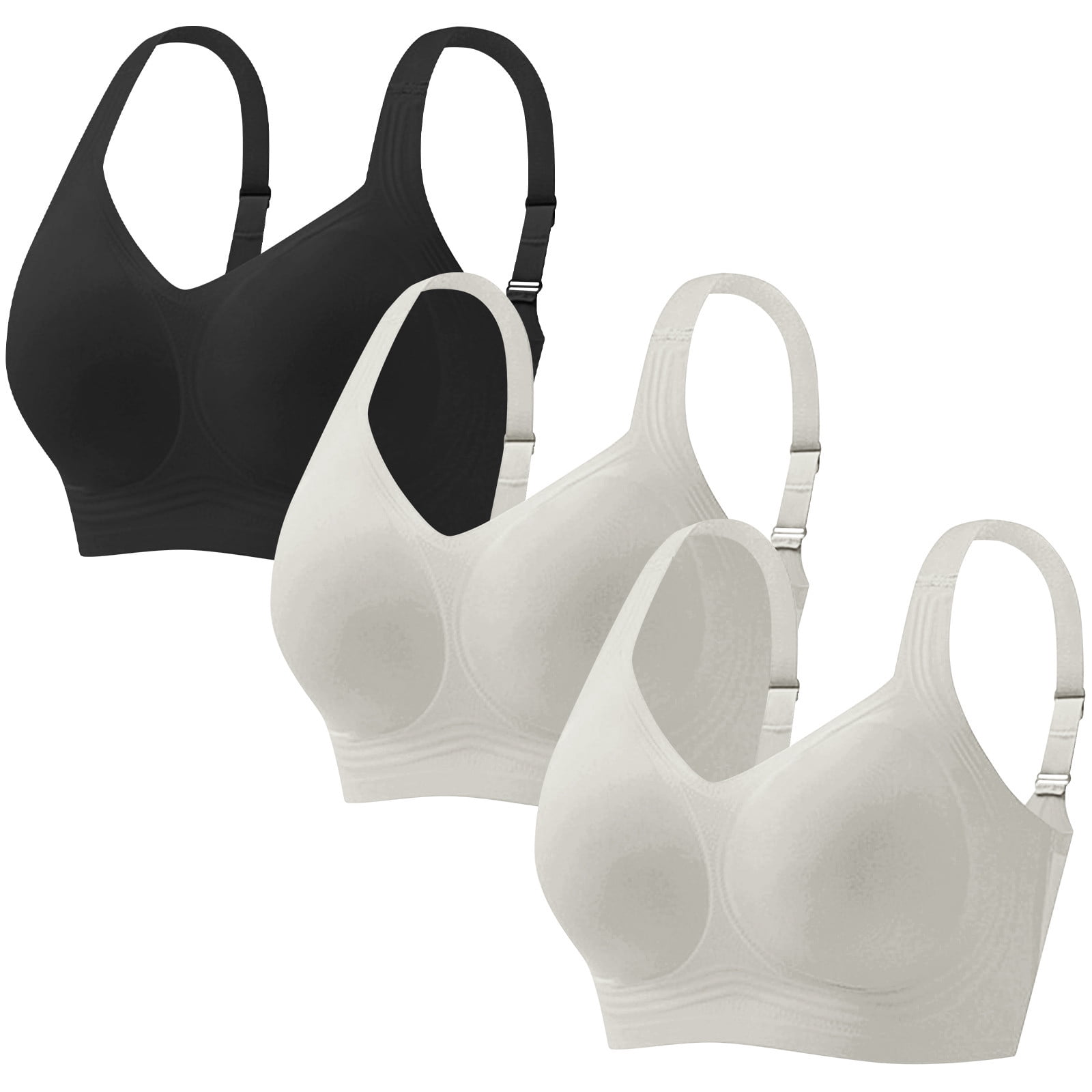 Avrnliq Womens Everyday Seamless Bras 3 Pack Wireless Full Coverage ...
