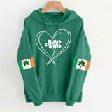 Avrnliq Womens Green St Patrick's Day Hoodie, Irish Shamrock Flag Print ...