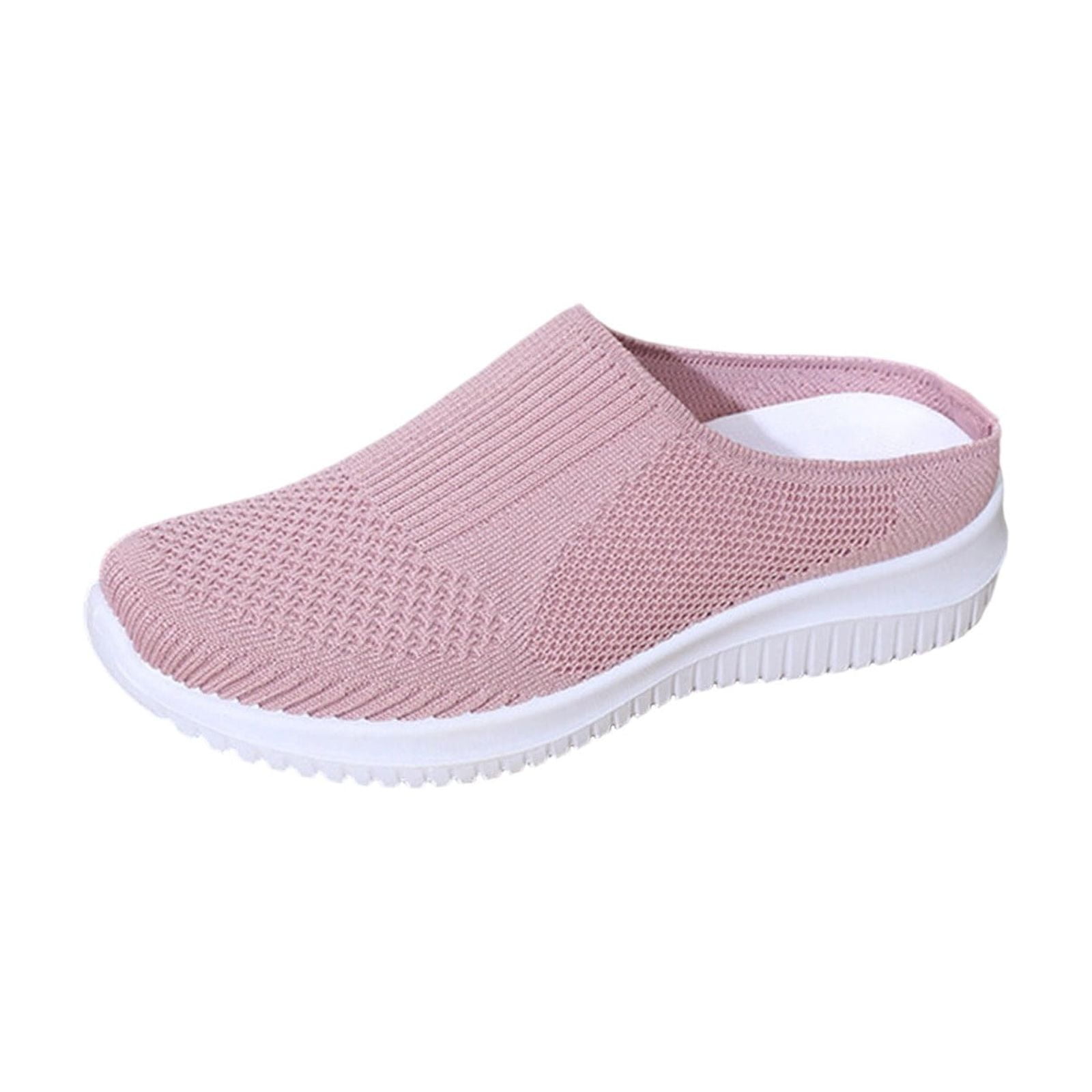 Avrnliq Womens Pink Slip On Sneakers, Breathable Mesh Walking Shoes ...