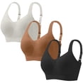 Avrnliq Womens Plus Size Seamless Bra 3 Pack - Wireless Medium Support ...