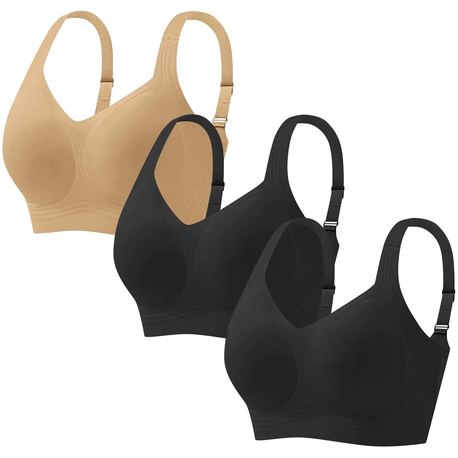 Avrnliq Womens Seamless Wireless Bra 3 Pack Full Coverage Everyday ...