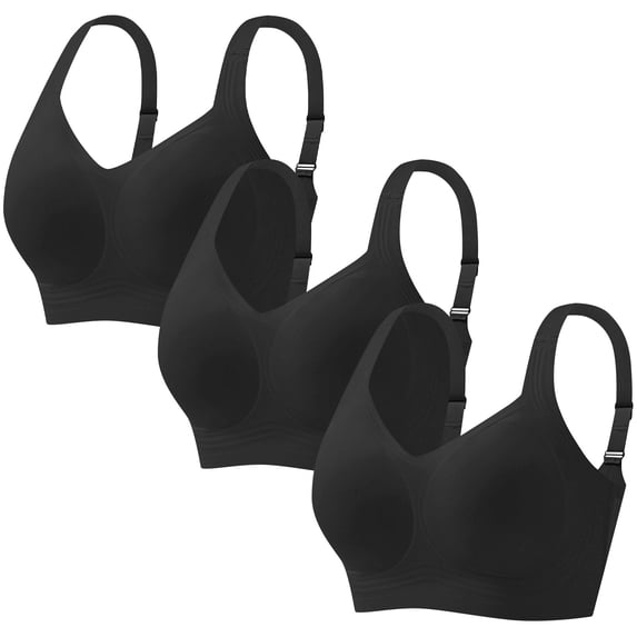 Avrnliq Womens Seamless Wireless Bra 3-Pack No Underwire Adjustable ...