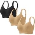 Avrnliq Womens Seamless Wireless Comfort Bra 3 Pack - Plus Size Medium ...