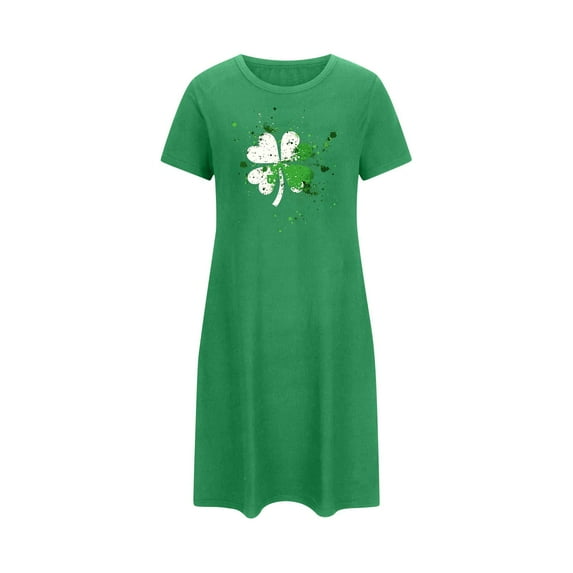 Avrnliq Womens St. Patrick's Day Shamrock Print Green Nightgown, Soft ...