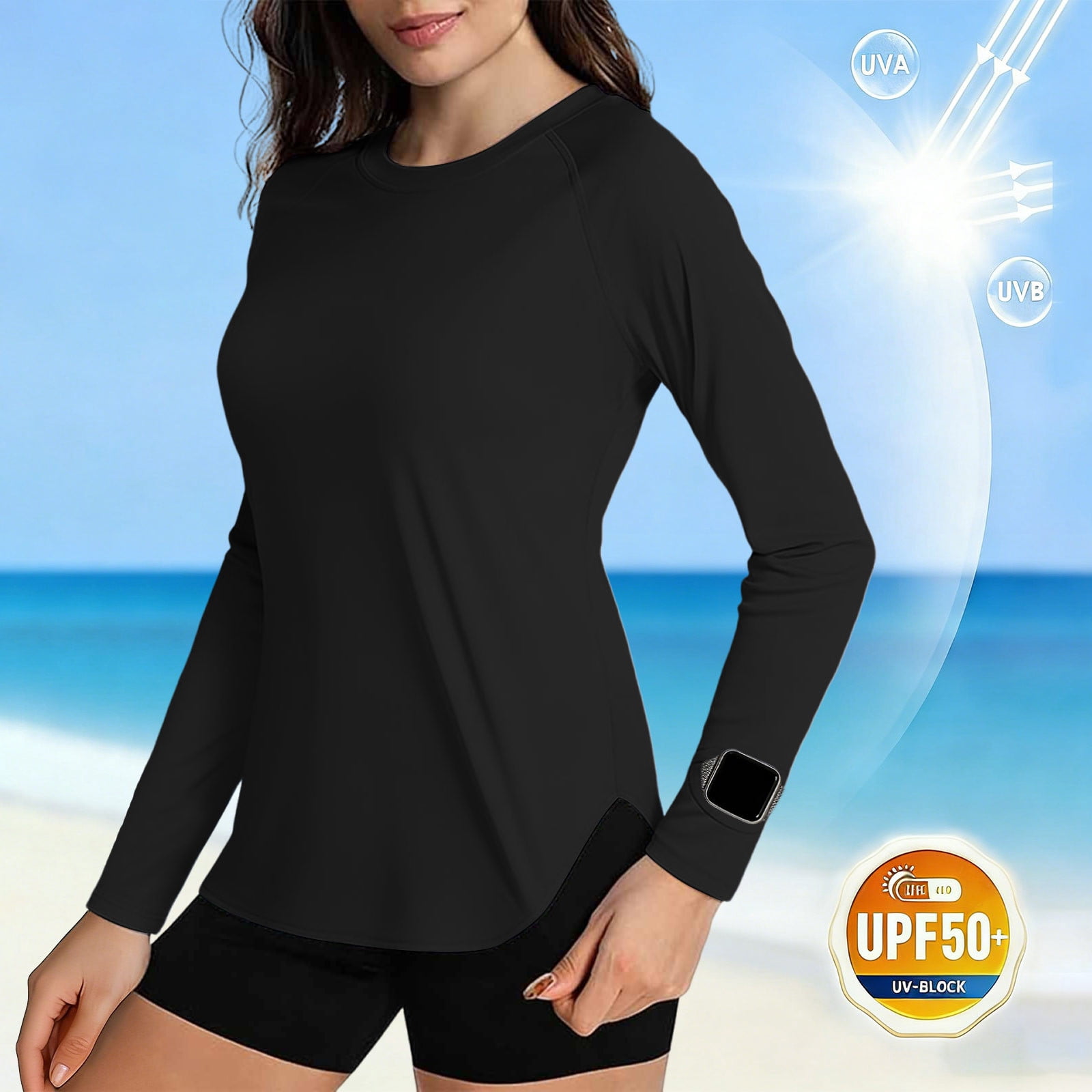 Avrnliq Womens UPF 50+ Long Sleeve Sun Shirt UV Protection Rash Guard ...