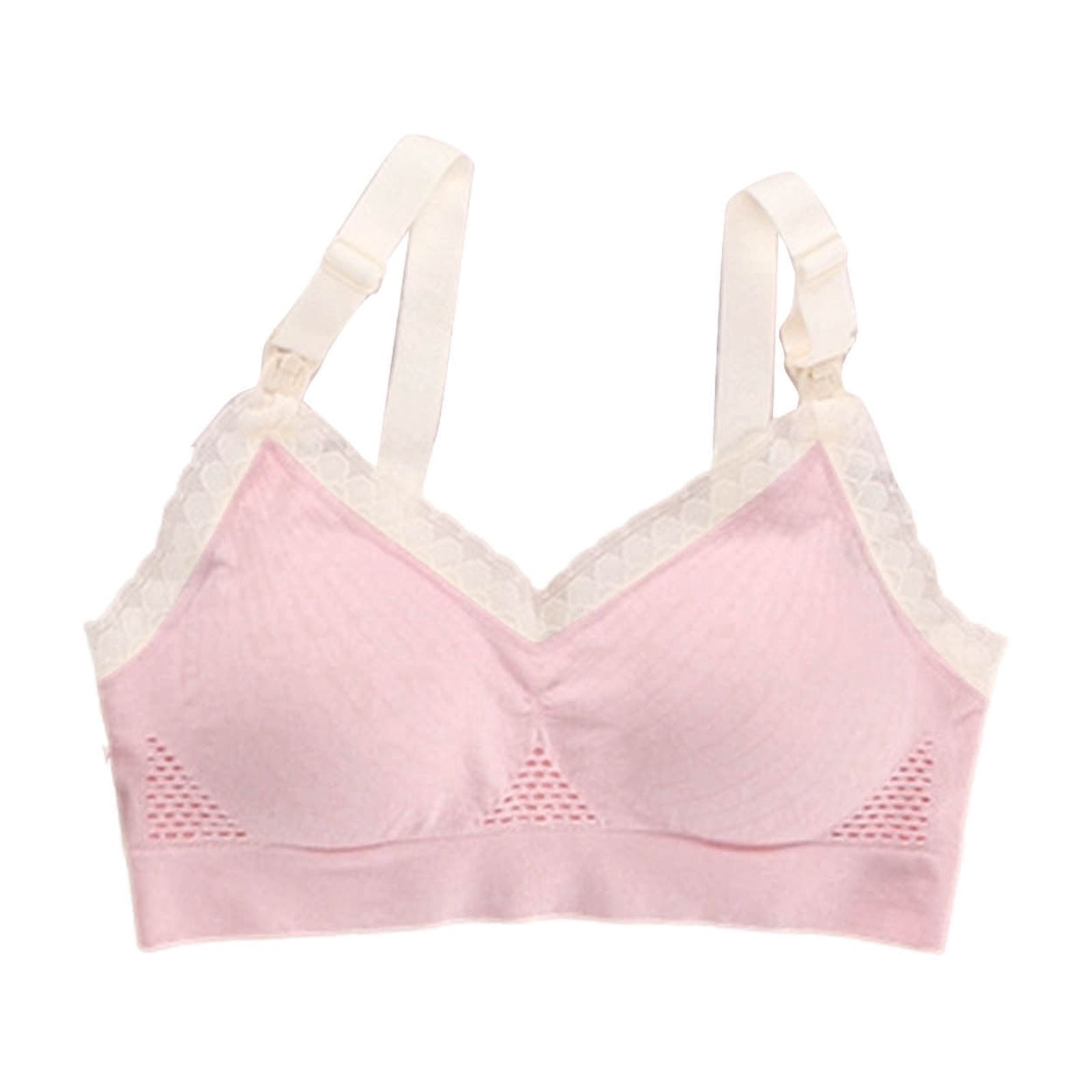 Avrnliq Womens Wireless Comfort Bra Seamless Light Support Lace Trim ...