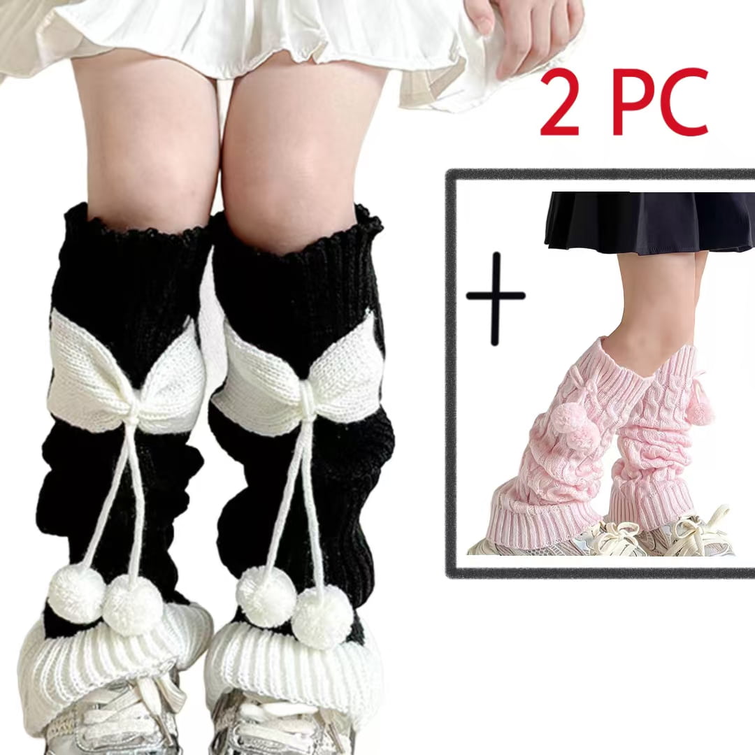 Avrntaa 2 Pc Sweet Girls Leg Warmers Set Soft Cable Knit Stockings ...