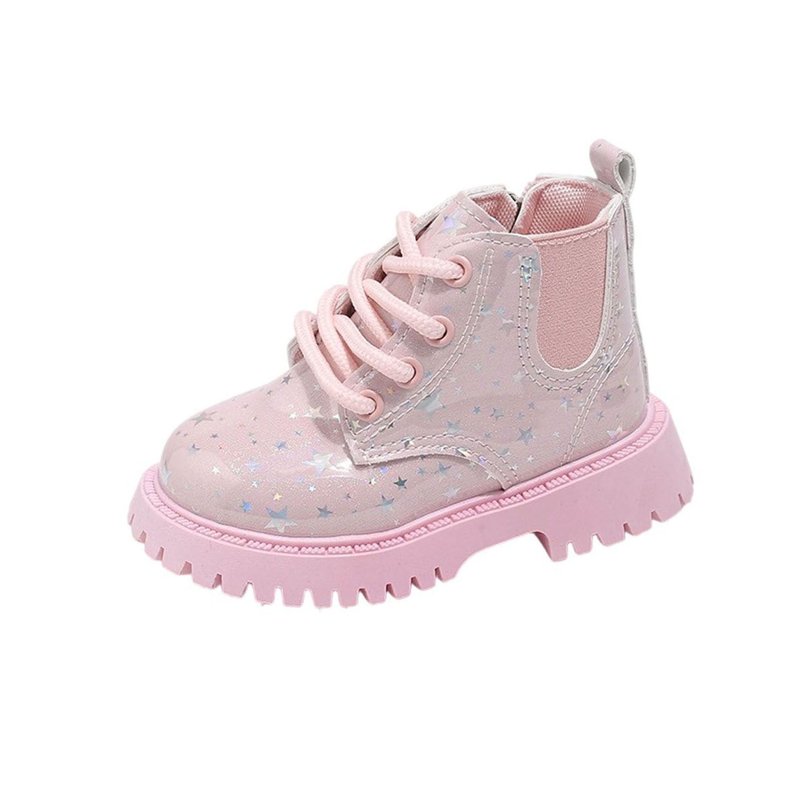 Avrntaa Ankle Boots for Toddler Girls Lace Up Sparkling Shoes Side ...