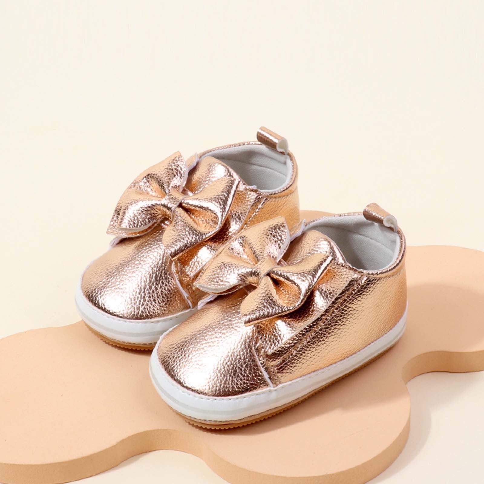 Avrntaa Baby First Shoes for Walking - Girls Mary Jane Flats with Bowknot Infant Princess Dress ...