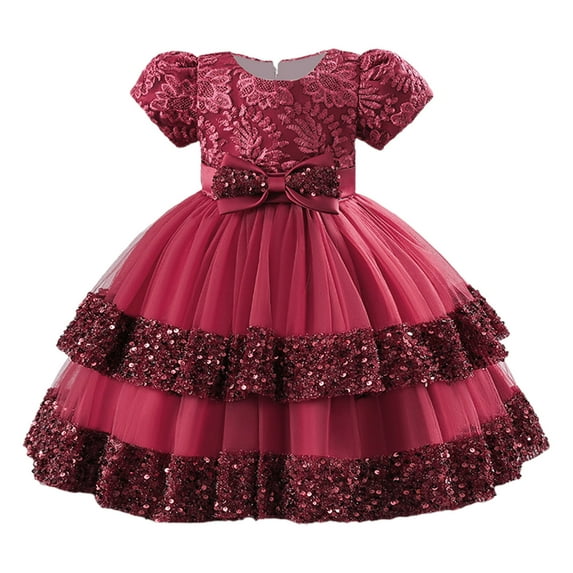 Avrntaa Baby Flower Girls Dresses Sequins Ball Gown Ruched Tulle Short ...