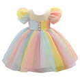 Avrntaa Baby Girl Tulle Dress Pearl Trim Babydoll Ball Gown Rainbow ...
